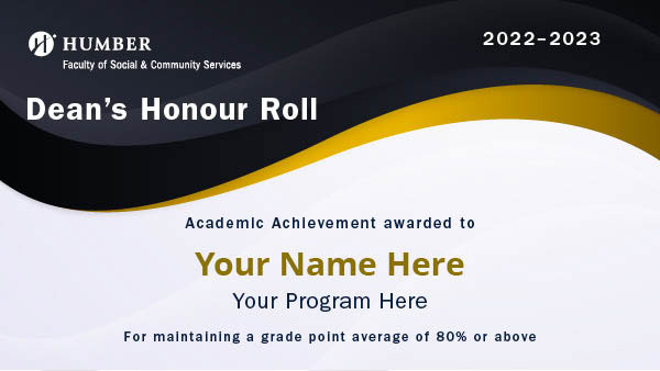 Honour Badges Fall 2022 - Humber College